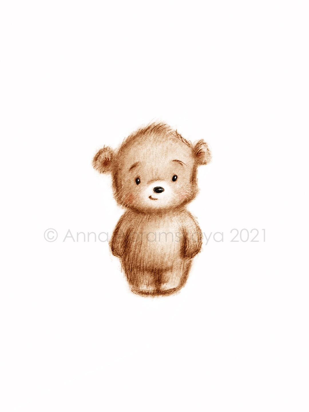 The Drawing of Teddy Bear. Printable Art. Instant Download. - Etsy