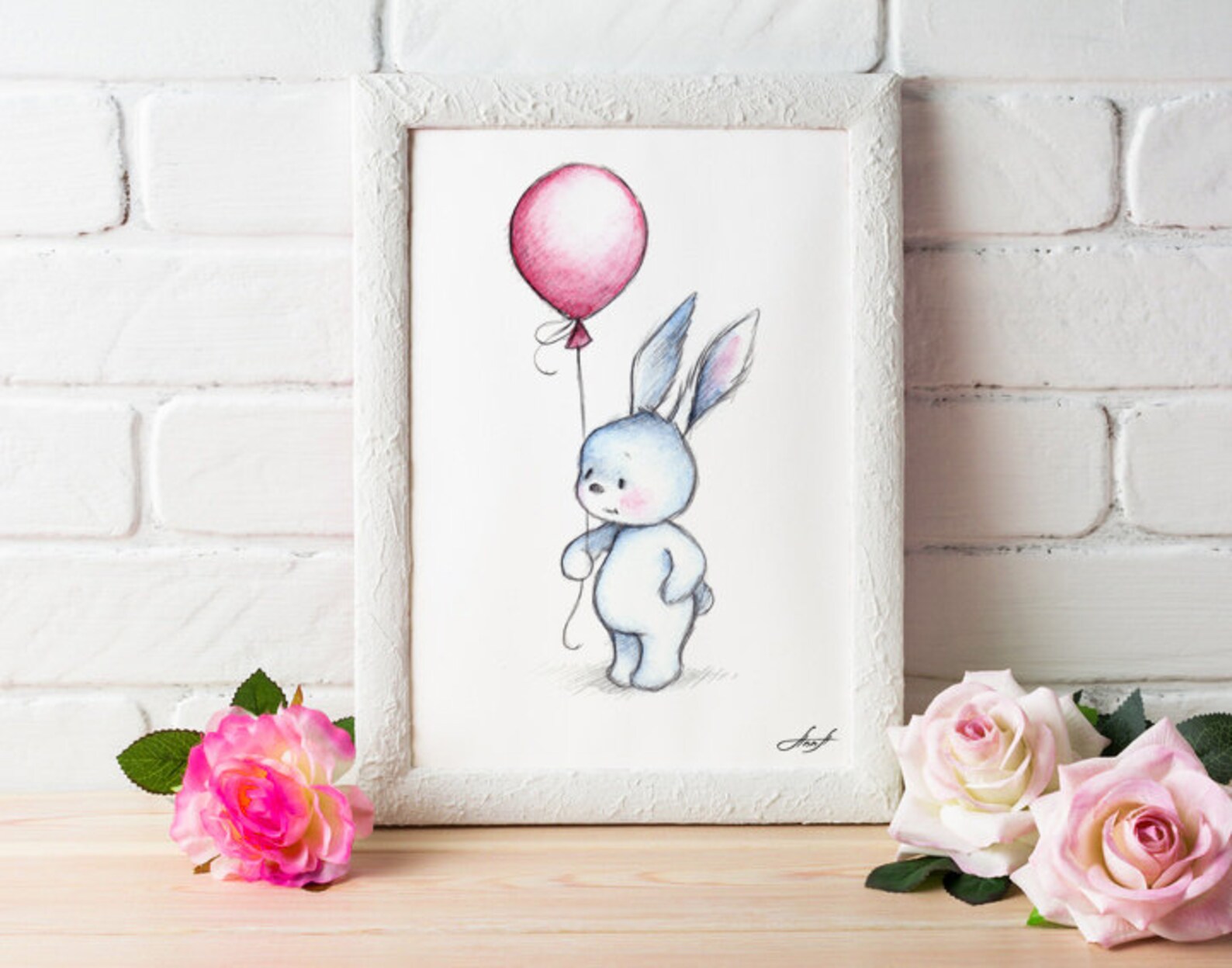 Bunny With Balloon Printable Art Nursery Decor Kids Room - Etsy