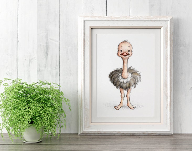 Ostrich Wall Decor Nursery Wall Art Ostrich Poster Ostrich Watercolor ...