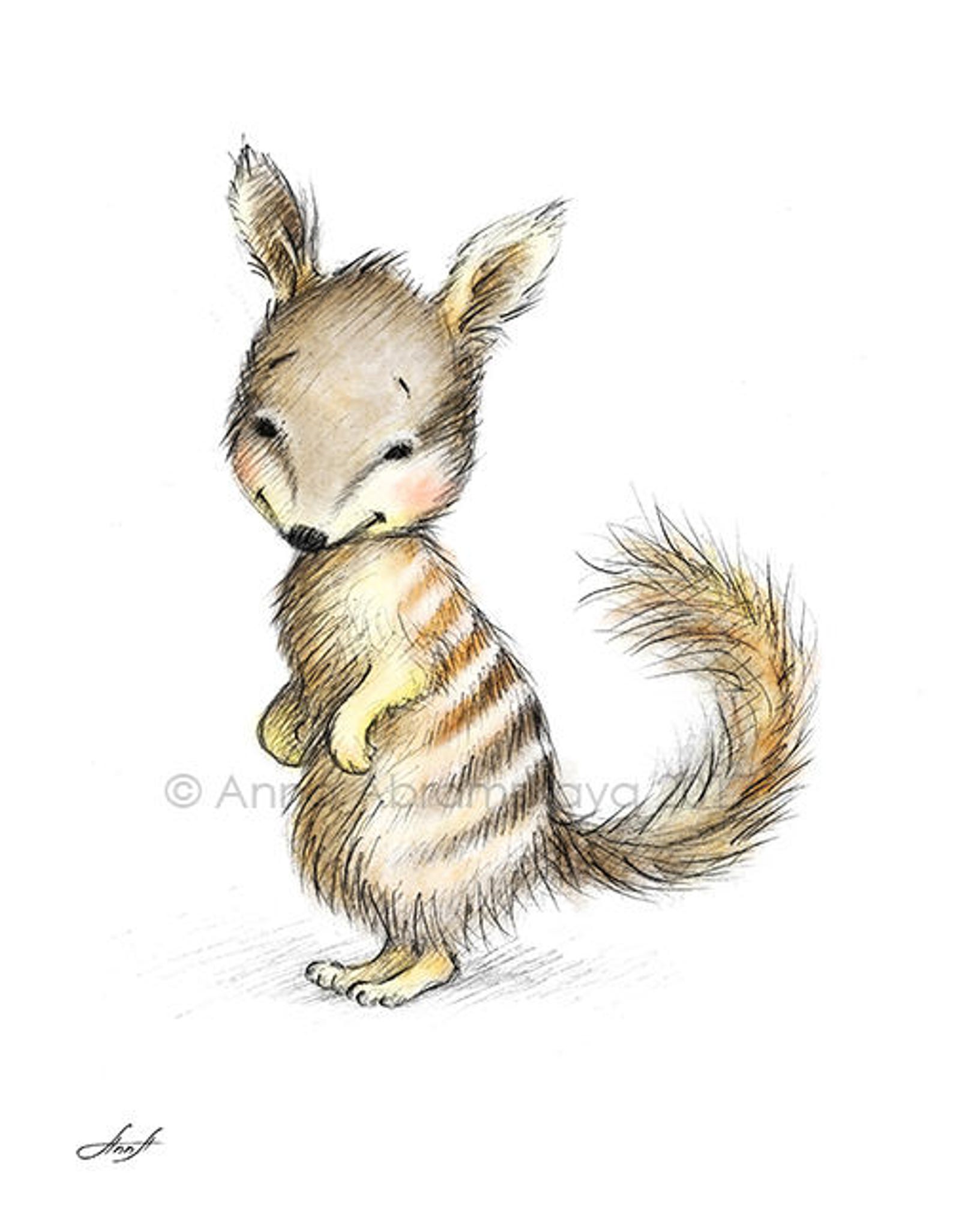 Pencil and Watercolor Drawing of Numbat - Nursery Picture - Nursery Art ...