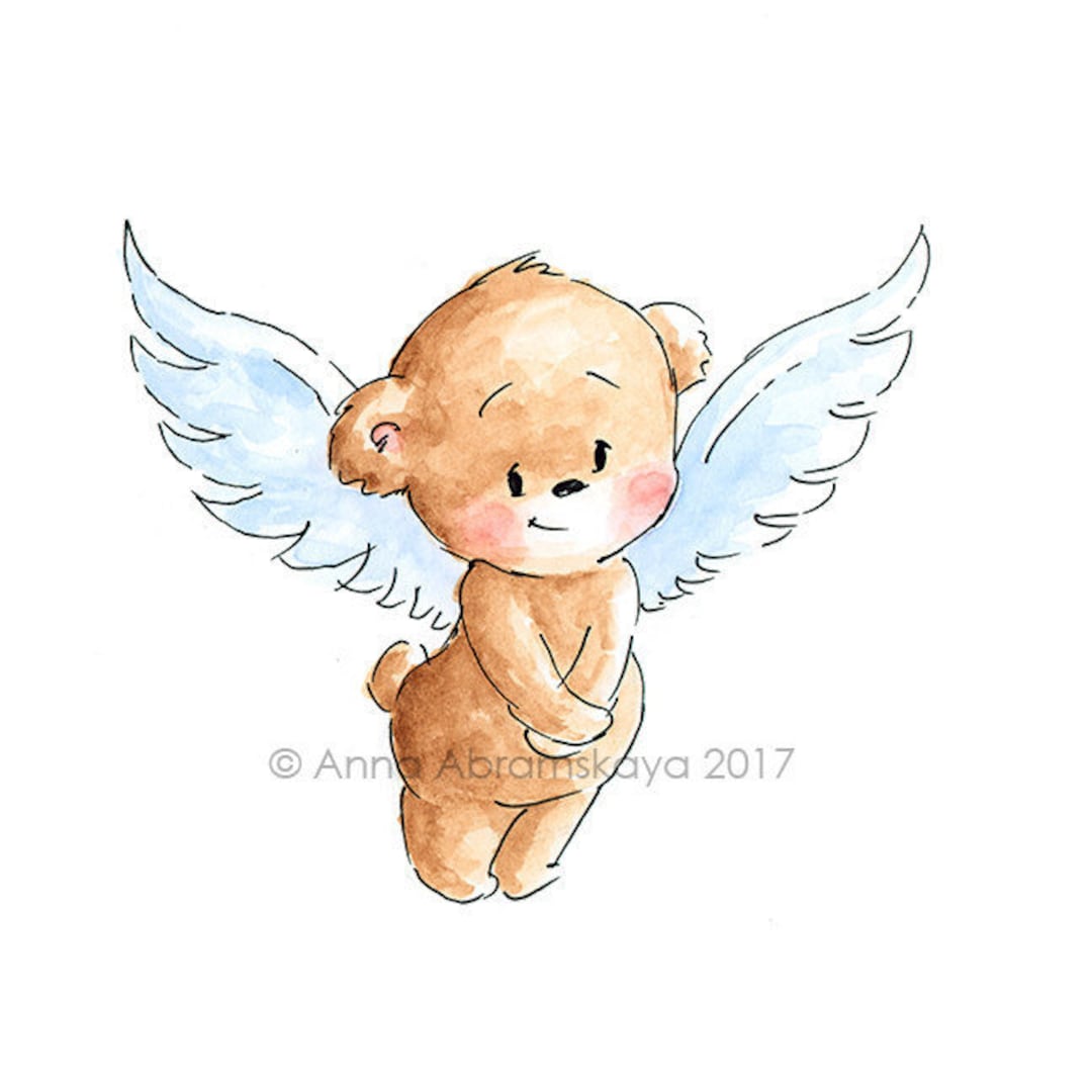 Teddy Bear With Wings - Printable Art - Nursery Wall Decor - Children's ...