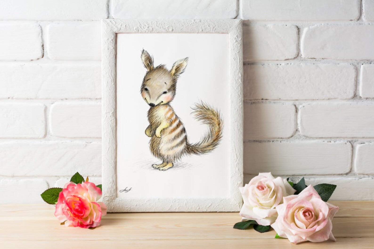 Pencil and Watercolor Drawing of Numbat - Nursery Picture - Nursery Art ...