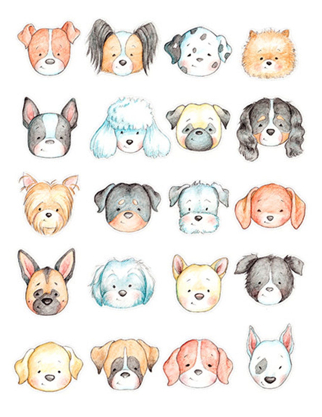 Instant Download - Dogs Poster & Straw Tags - Etsy