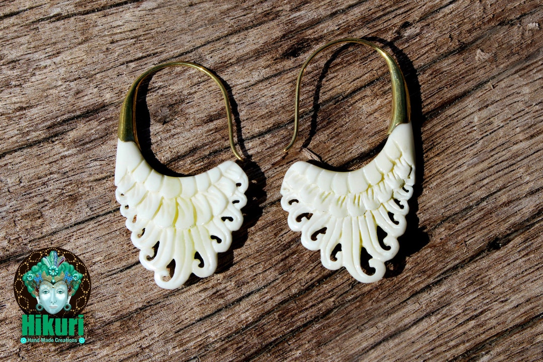 TRIBAL BONE EARINGS, Tribal Earrings, Festival Earrings, Brass Earrings ...