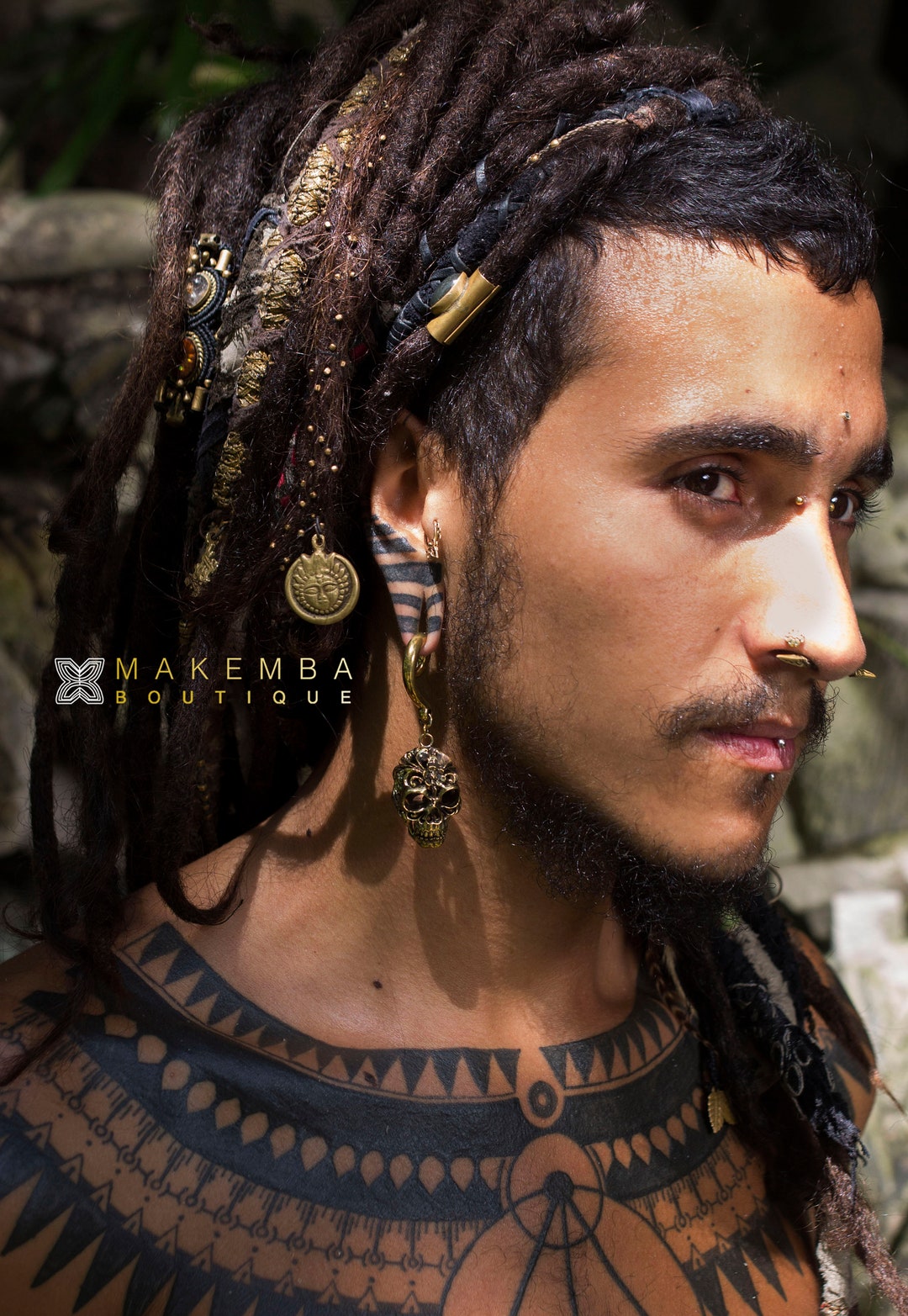 SKULL EARRINGS, Brass Skull Earrings, Ear Weights, Ear Gauges ...