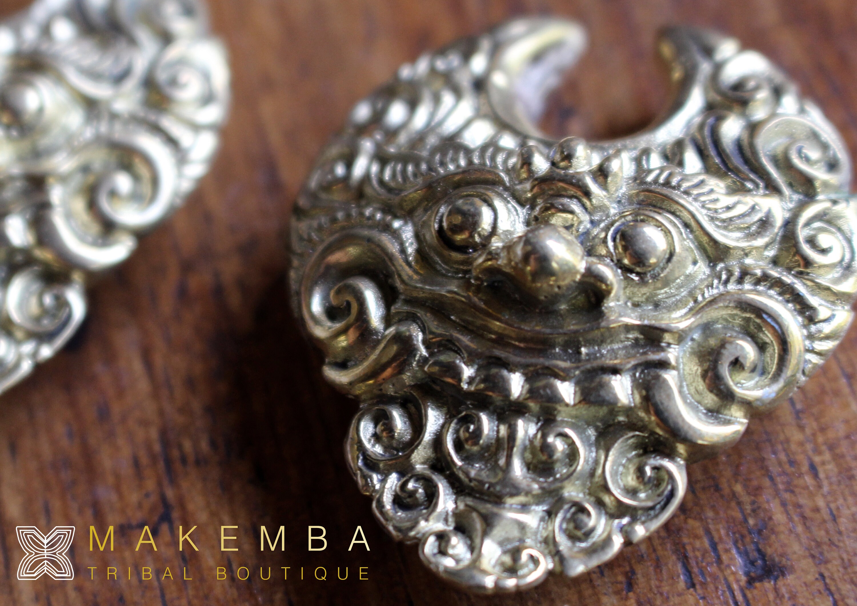Brass Barong Ear Weights, Tribal Stretched Ear Plugs - Etsy