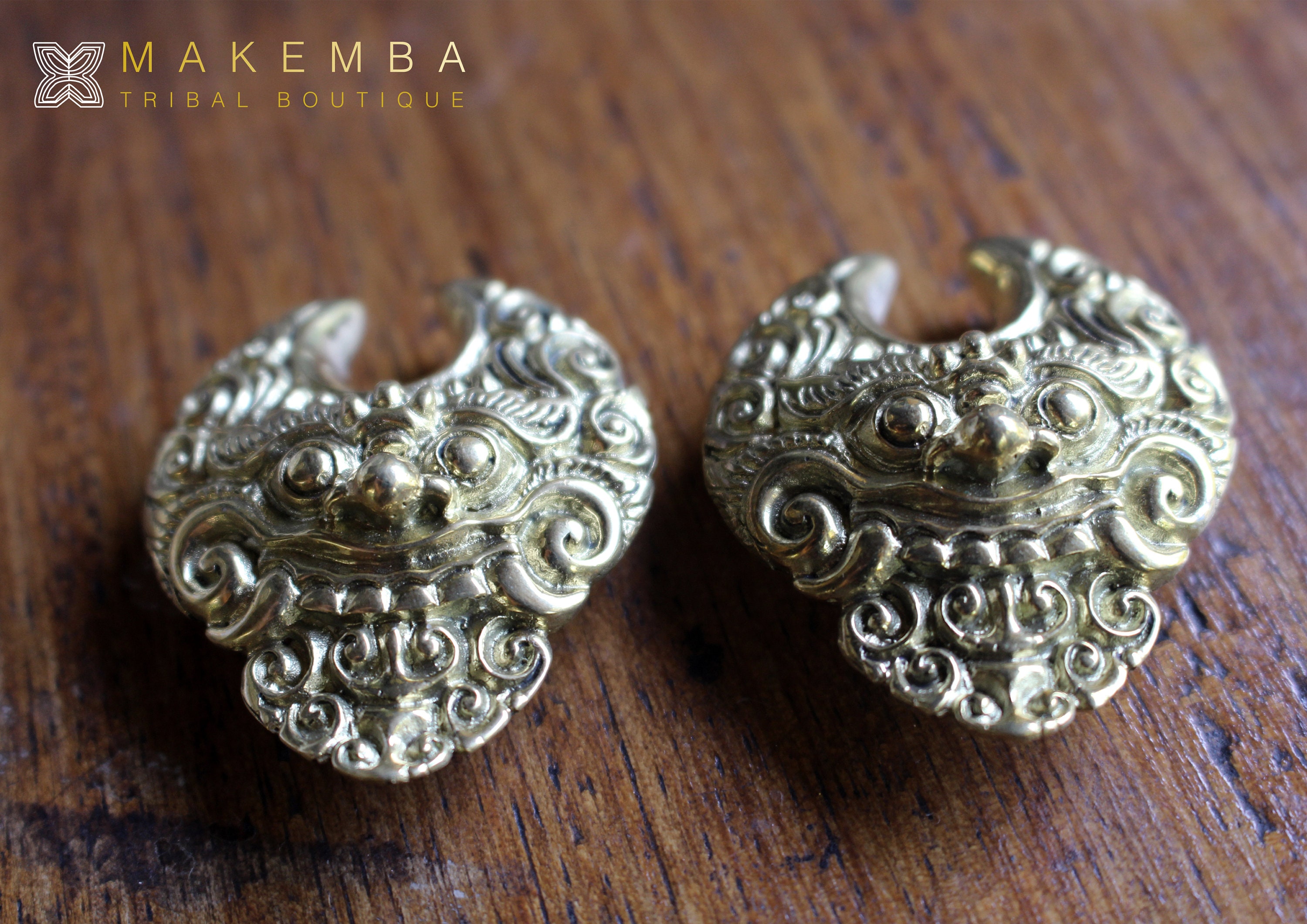 Brass Barong Ear Weights, Tribal Stretched Ear Plugs - Etsy