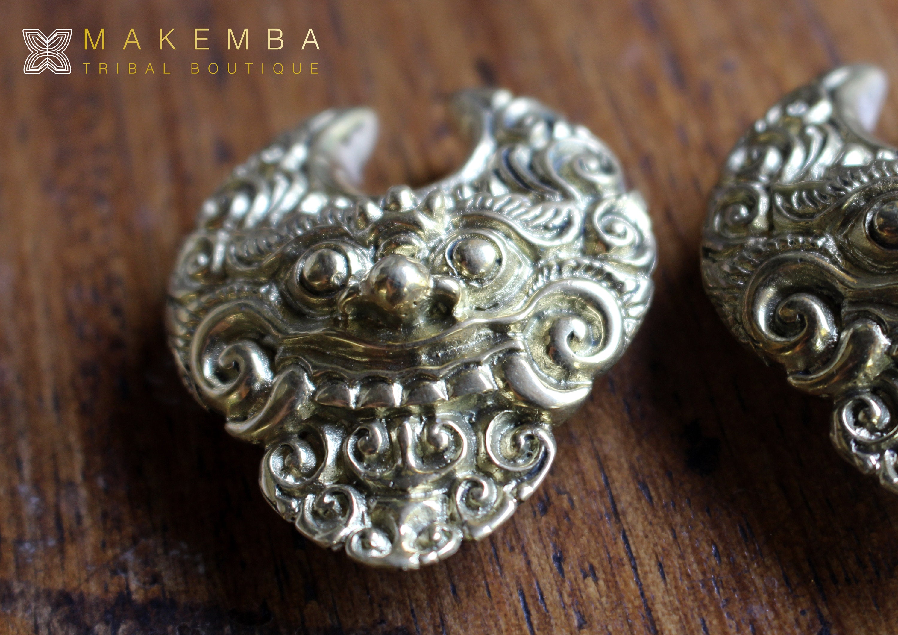 Brass Barong Ear Weights, Tribal Stretched Ear Plugs - Etsy