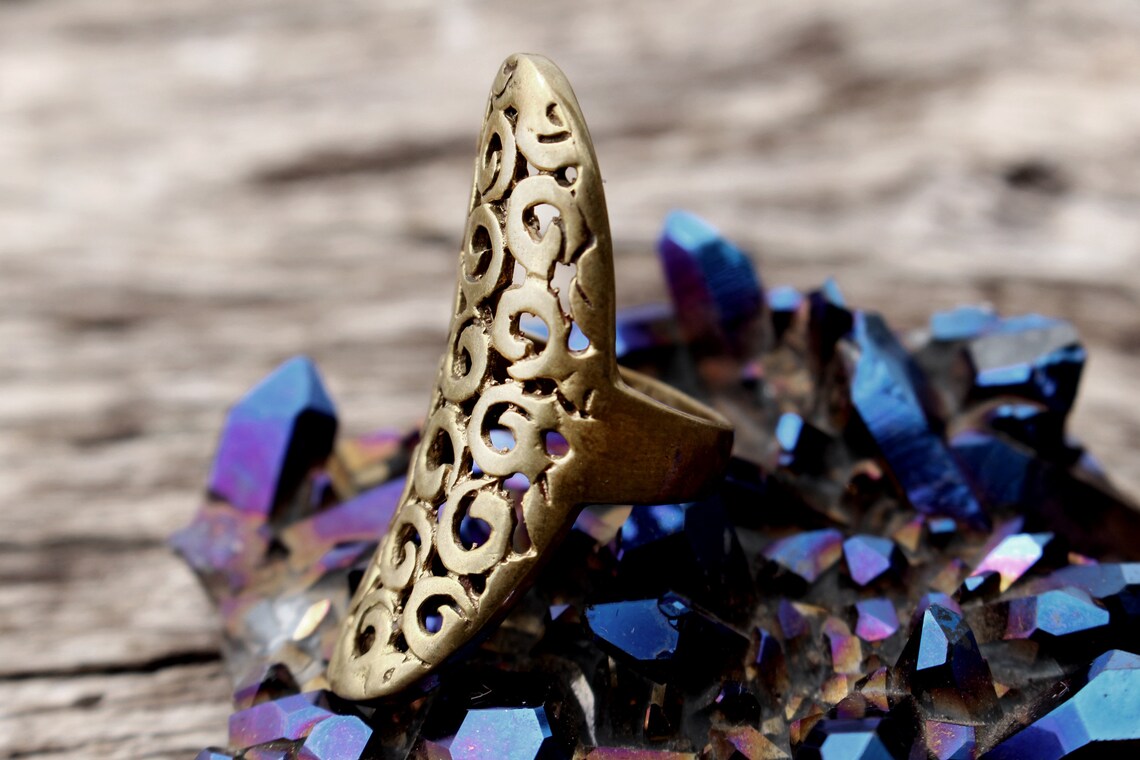 BRASS RING Ornate Brass Jewelry Unique Jewelry Hippiechic - Etsy