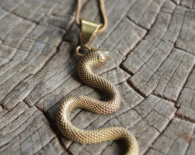SNAKE PENDANT, Brass Snake Necklace, Spirit Animal Earrings, Serpent ...