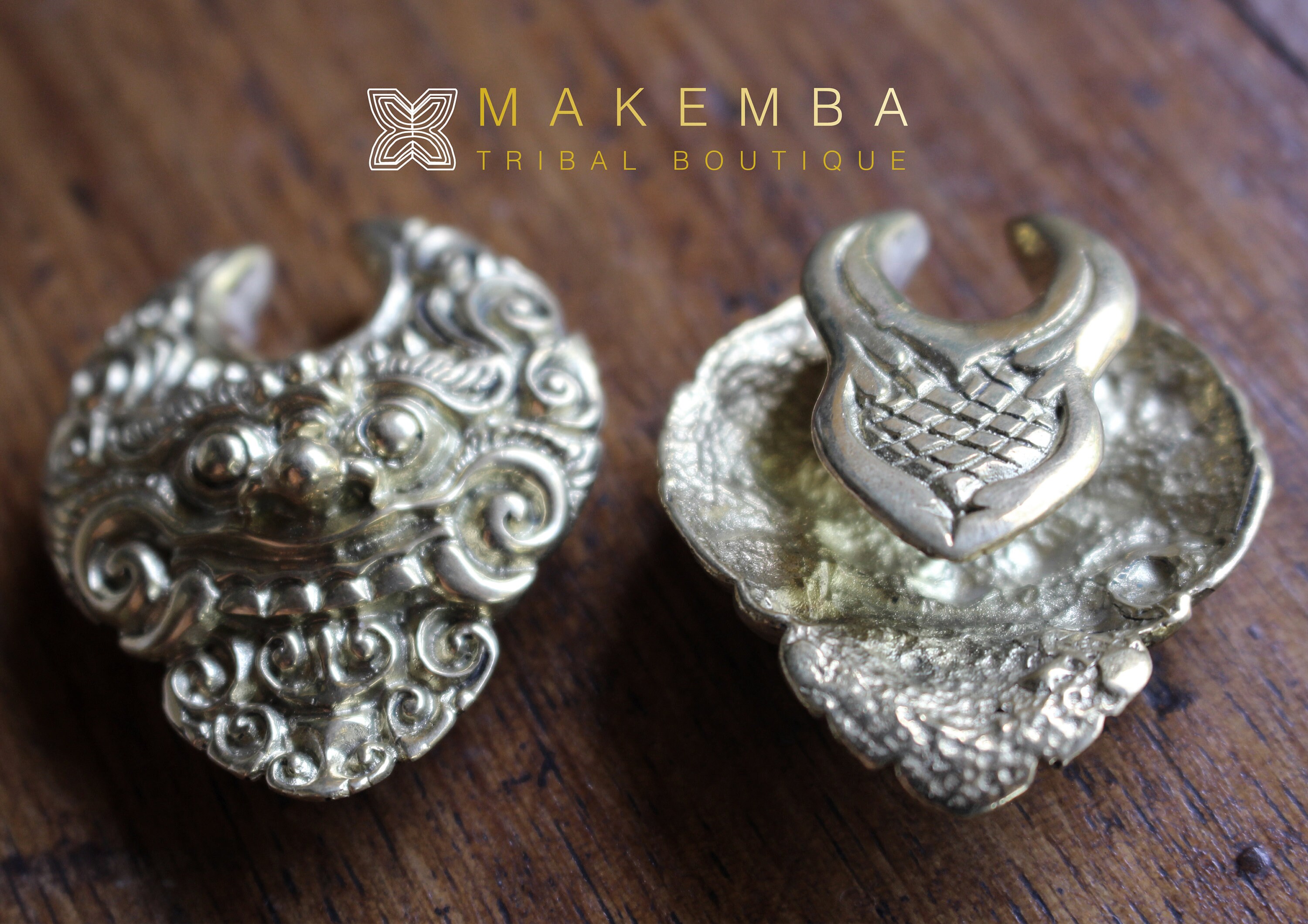 Brass Barong Ear Weights, Tribal Stretched Ear Plugs - Etsy