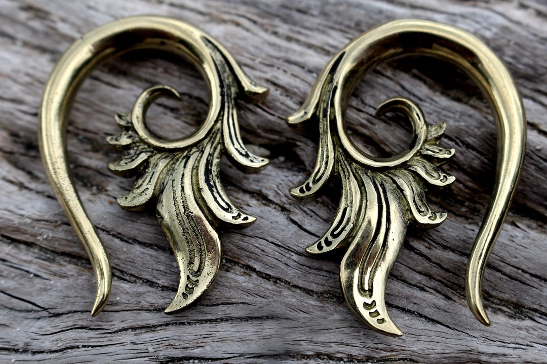 EAR WEIGHTS, Brass, Stretched Lobes, Boho, Piercing Jewelry, Tribal ...