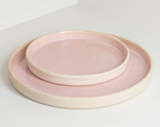 Pink Stoneware Plate Handmade Ceramic - Etsy