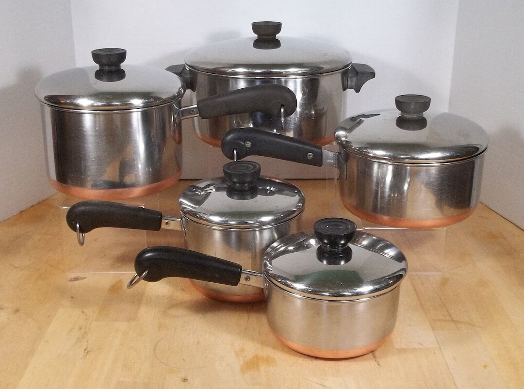 Revere Stainless Steel With Copper Clad Bottoms Cookware Set, 4 Pots ...