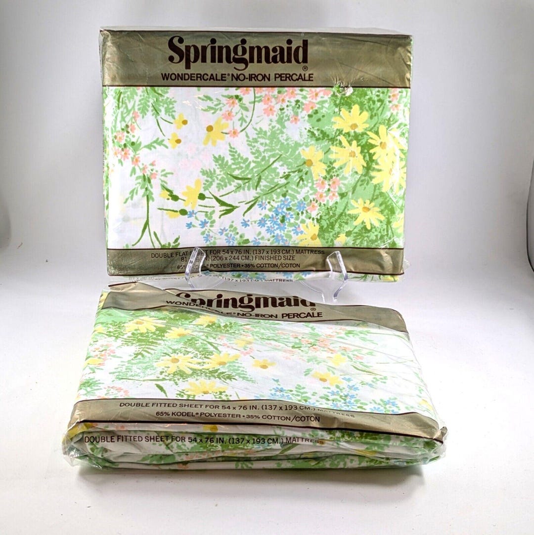 1970's Springmaid Floral Flat & Fitted Sheets in Sealed Original ...