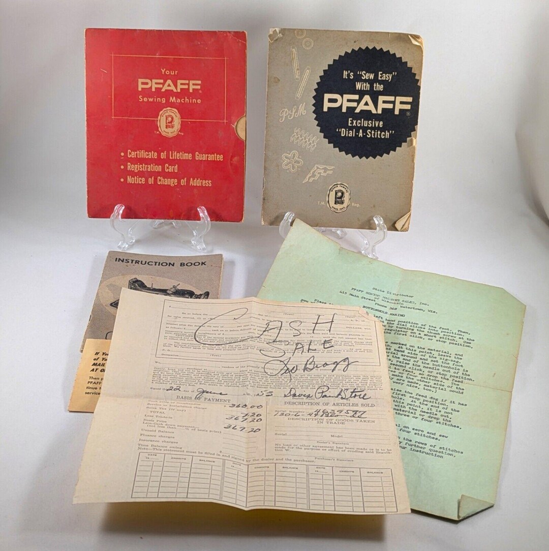 Pfaff Sewing Machine Model 130 Manual, Certificate, Bill of Sale, Pfaff ...