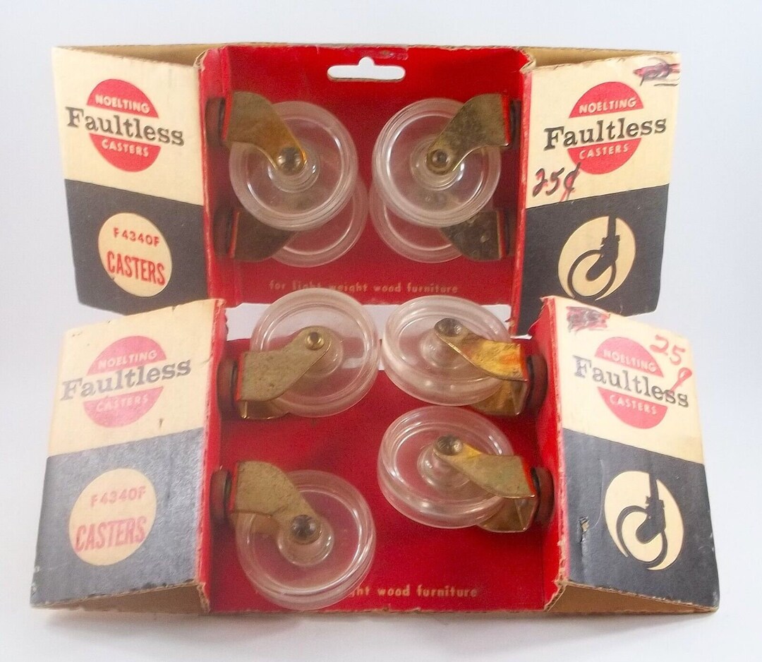 Set of 2 Vintage Noelting Faultless F434OF Plaskite & Brass 2 Casters ...