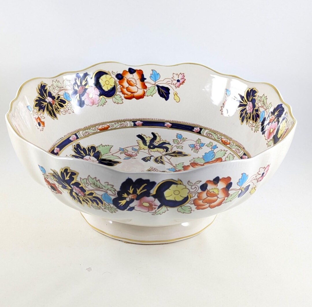 C. 1930's Mason's Ironstone Mandarin Large Footed Centerpiece Fruit ...
