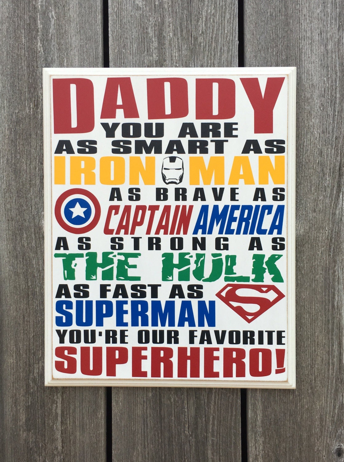 Daddy Super Hero Sign Father's Day Gift Dad's | Etsy