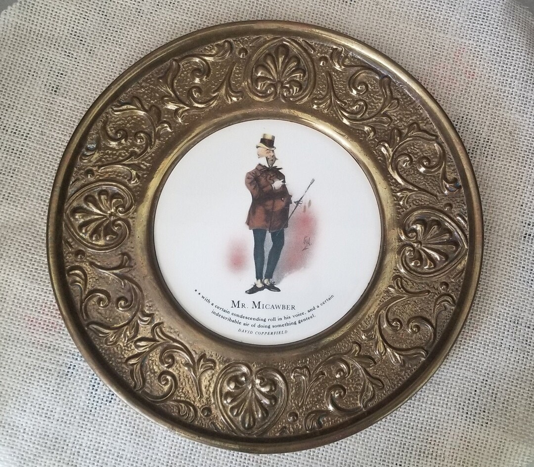 Rare Peerage 11 Inch Brass/ Porcelain Plate Mr. Micawber From David ...