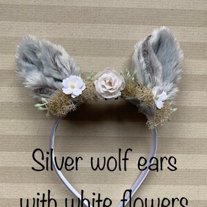 Wolf Woodland Headband With Moss and Flowers in Your Choice of Colors ...