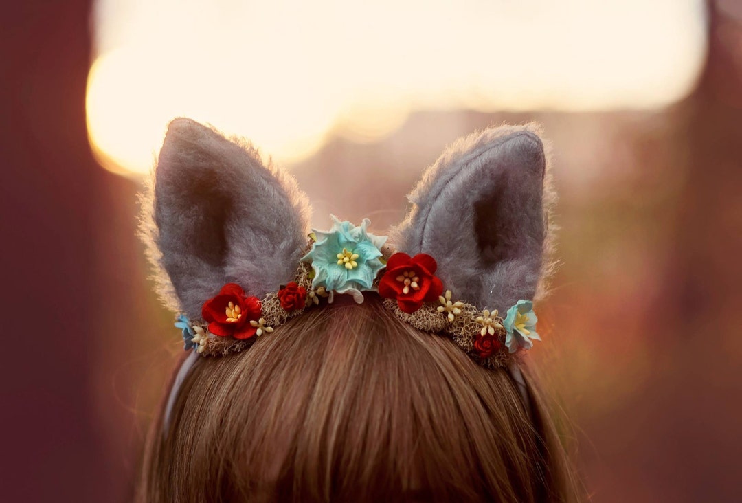 Wolf Woodland Headband With Moss and Flowers in Your Choice of Colors ...