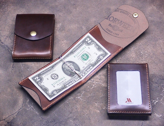 Cabrio ID Money Clip Wallet Dark Brown Horween Chromexcel - Etsy