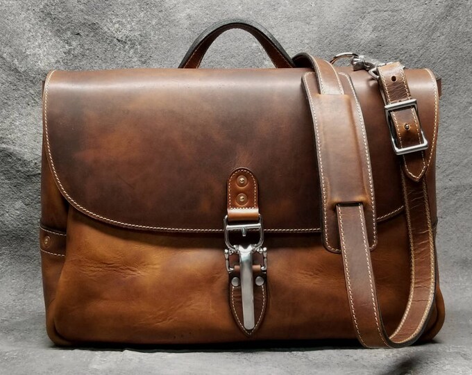 Soho 16" Mailbag, Chestnut Horween Dublin Leather Messenger Bag With ...