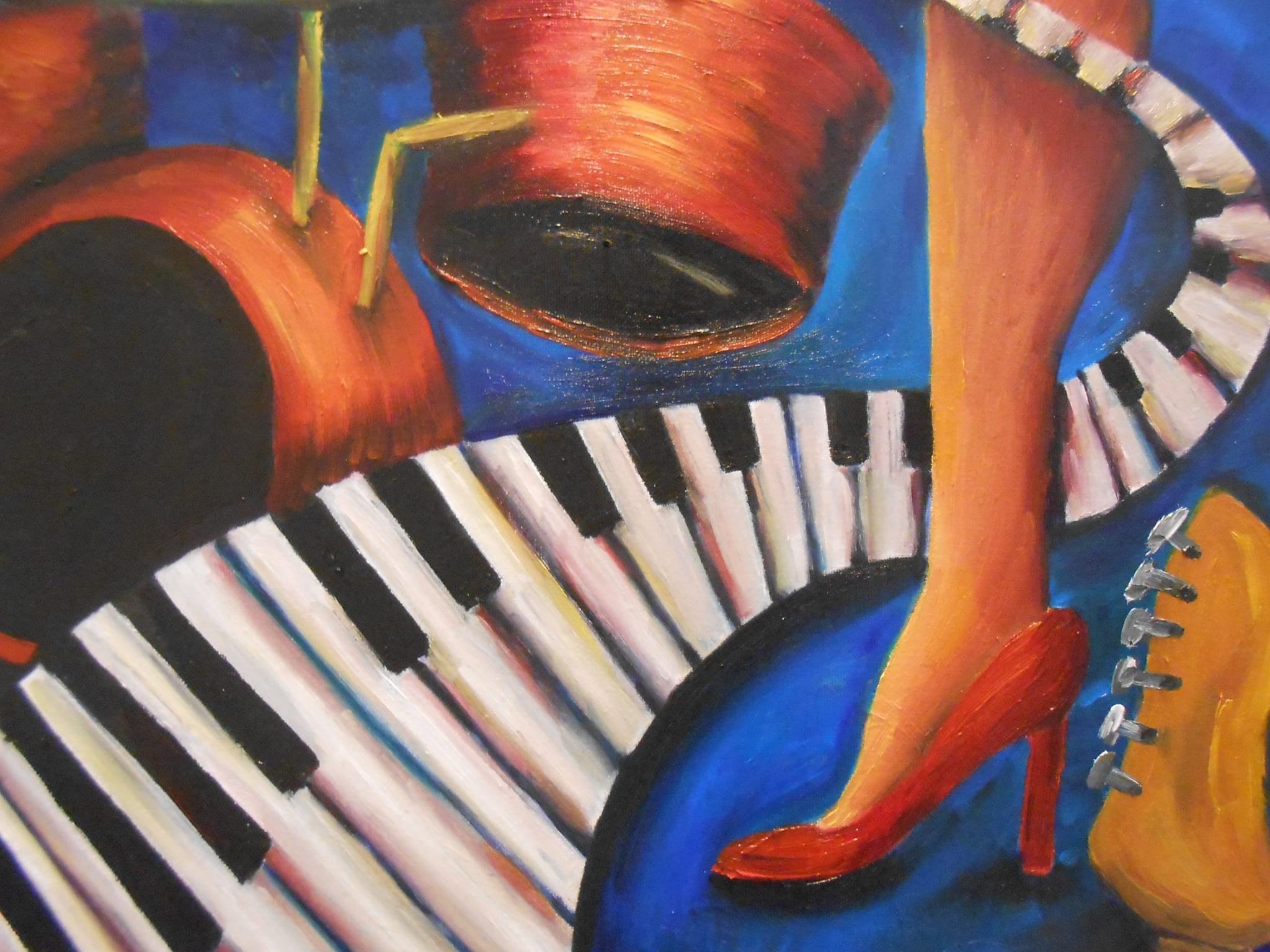 Rock N' Roll Music Painting With Piano, Drums, Guitar - Etsy