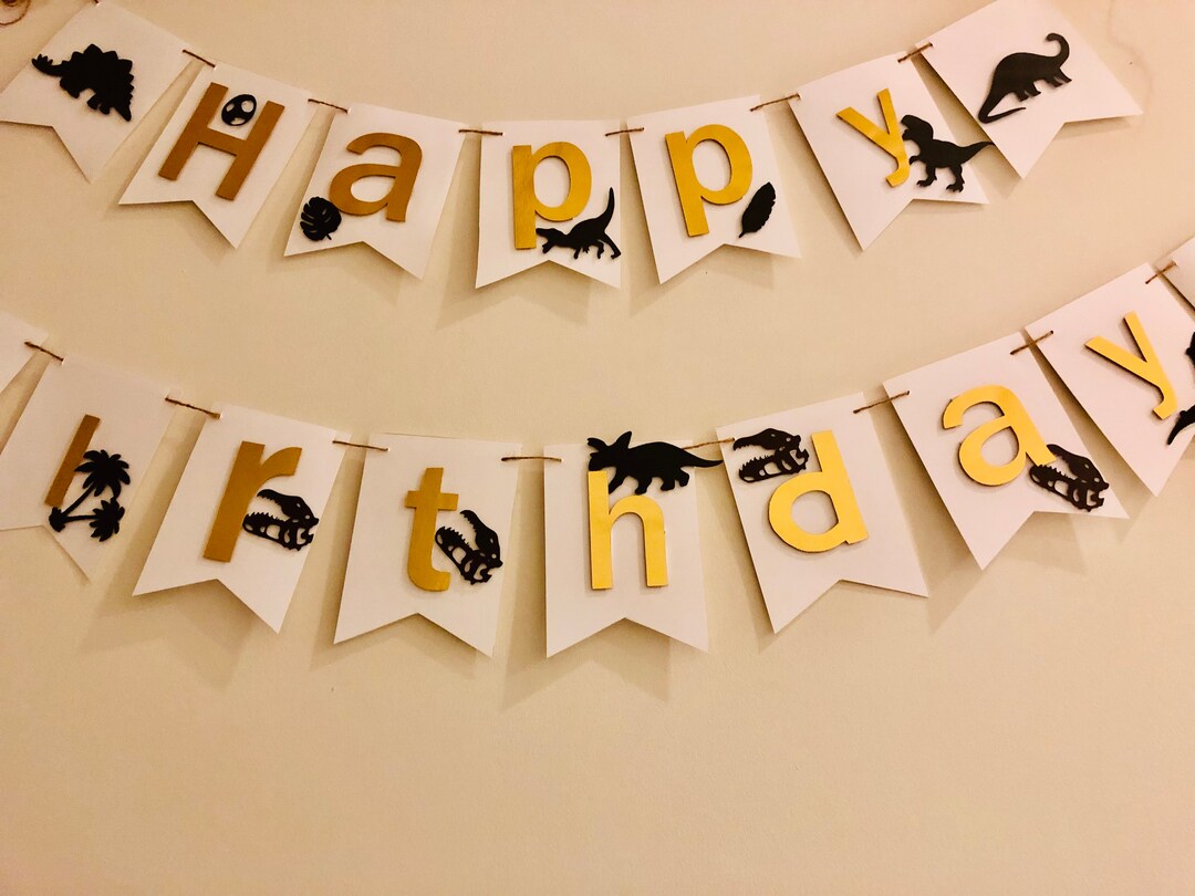 Dinosaurs World Birthday Banner-kids Birthday Banner Cute Banner ...