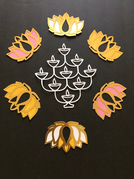 Lotus Diya paper craft floor Rangoli mat by paperwalldecorations ...