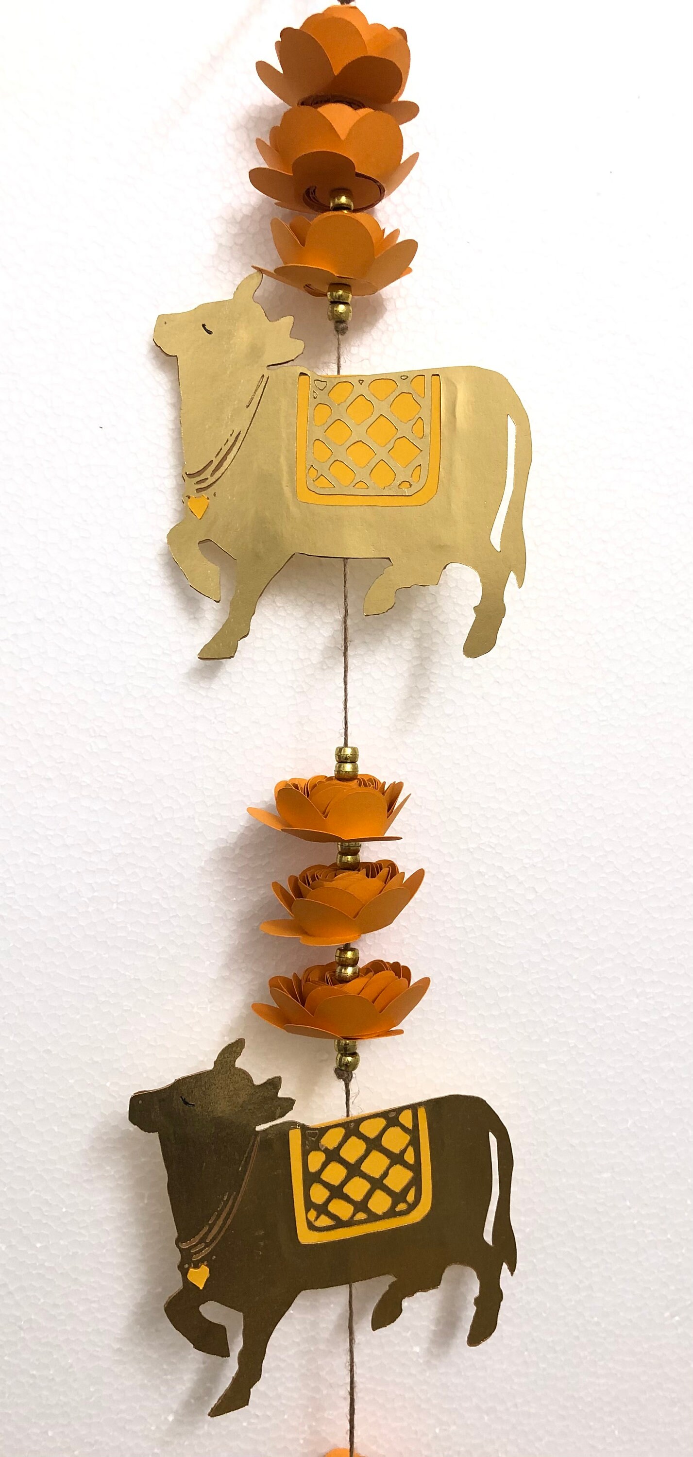 Set of 2 Pichwai Cow Flower Garland/cow Wall Hanging/ Cow and Flower ...