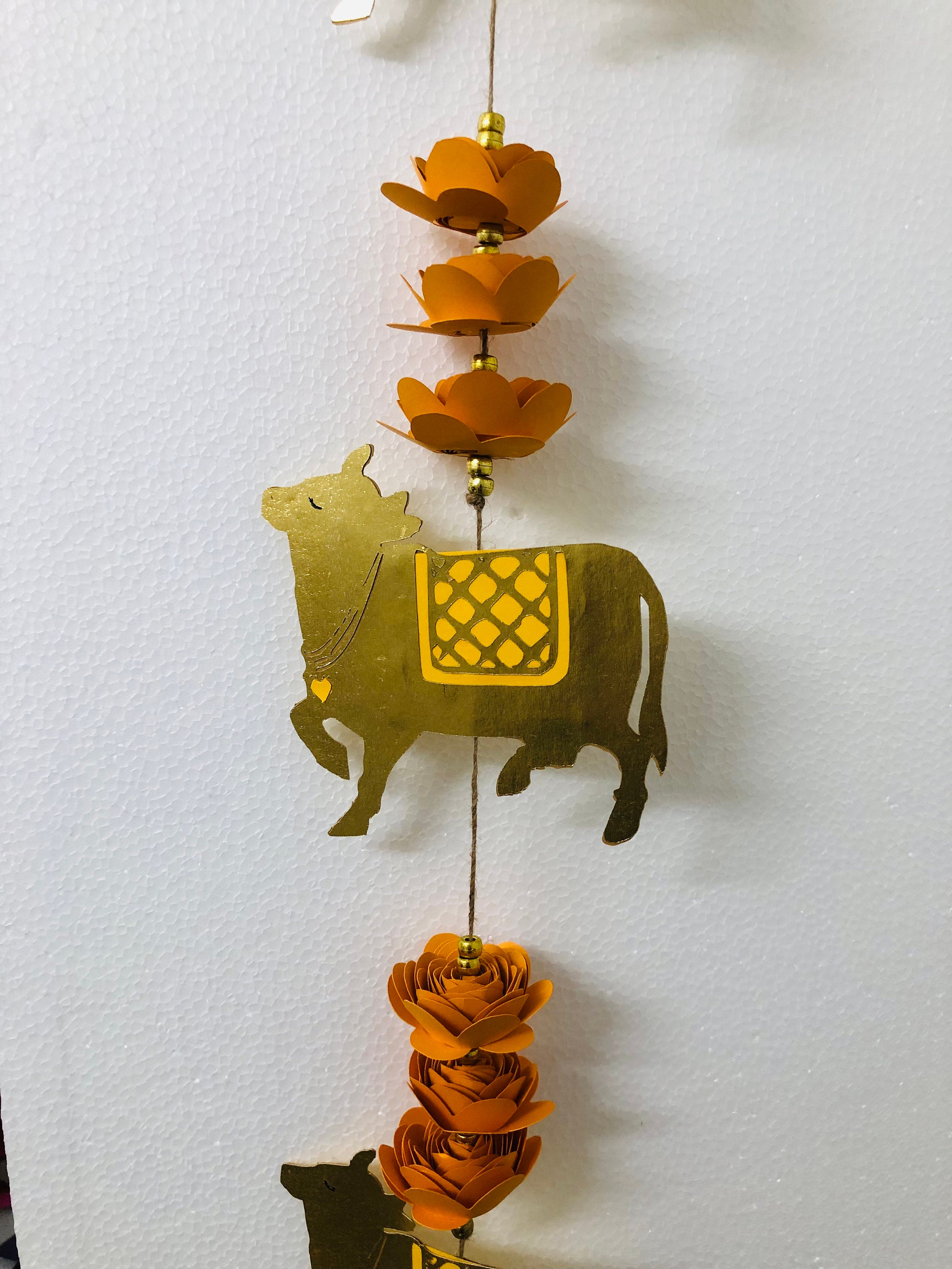 Set of 2 Pichwai Cow Flower Garland/cow Wall Hanging/ Cow and Flower ...