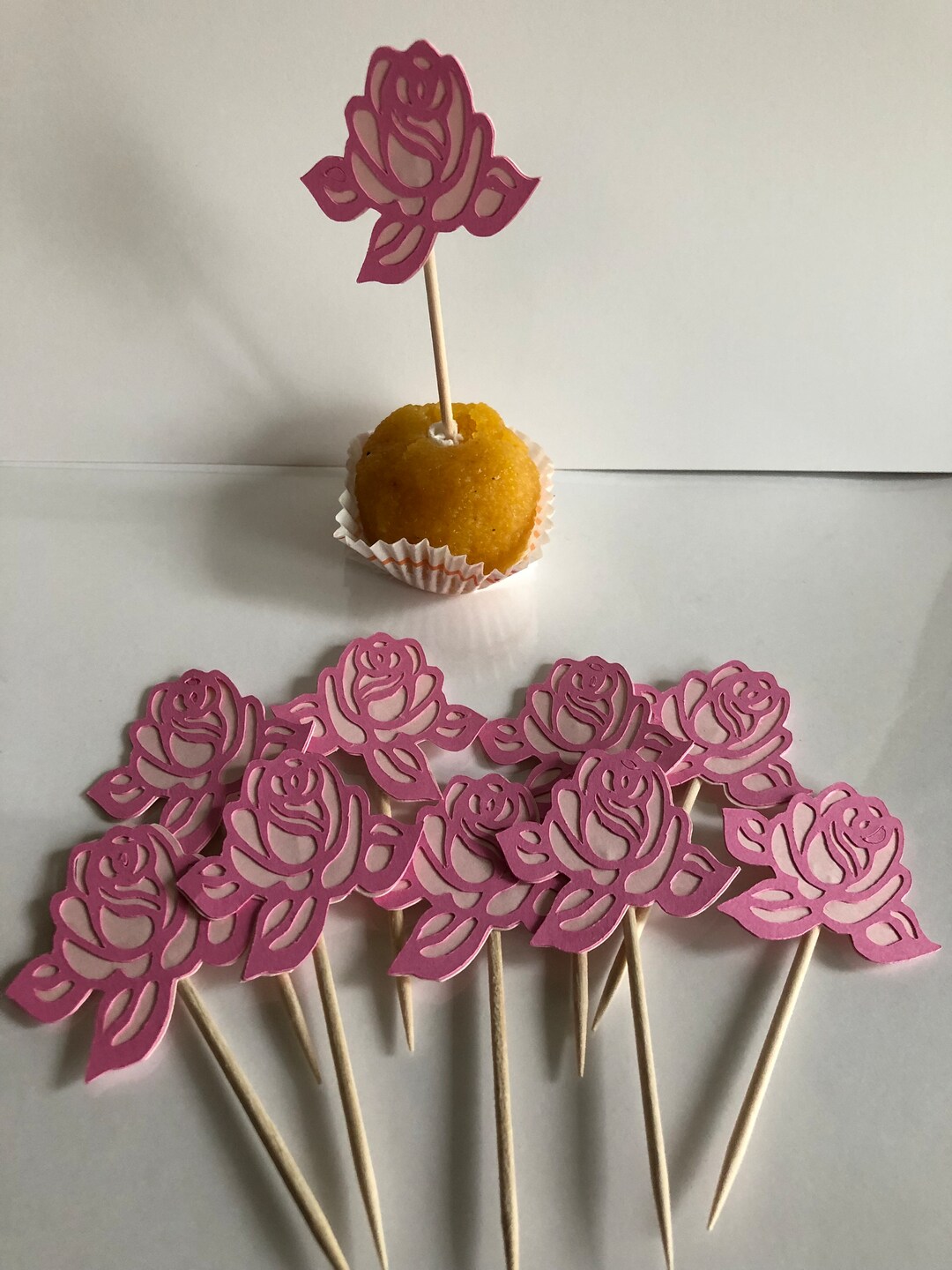 QTY 25 Rose Cupcake Toppers/party Picks - Etsy