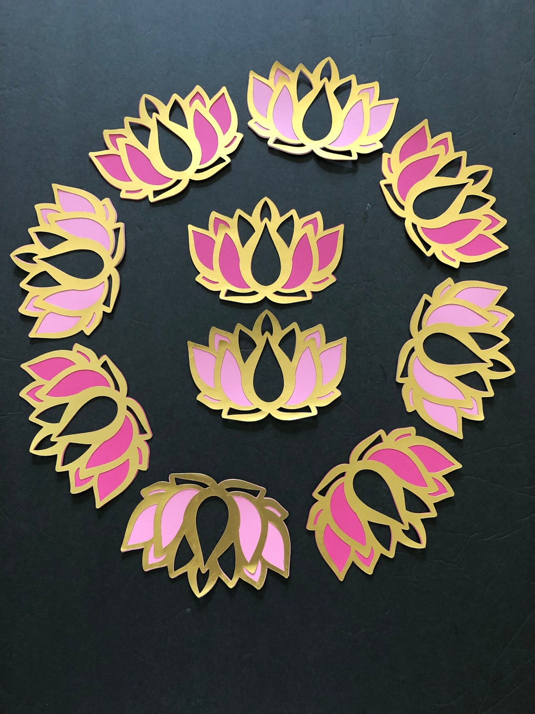 Set of ( 10) Pink Shade Paper Craft Lotus for Decorations - Etsy