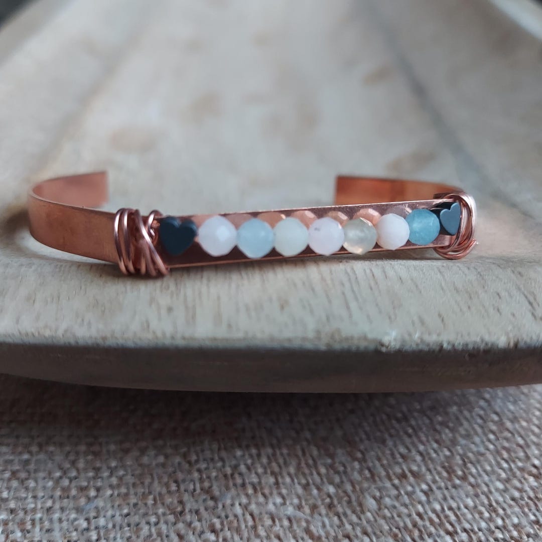 Copper Zen Bracelet: Morganite, Hematite Healing Crystals - Etsy