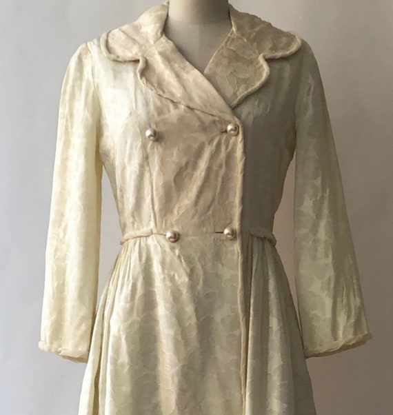 Brocade Bridal Coat/Dress with Pockets & Pearl Buttons - Gem