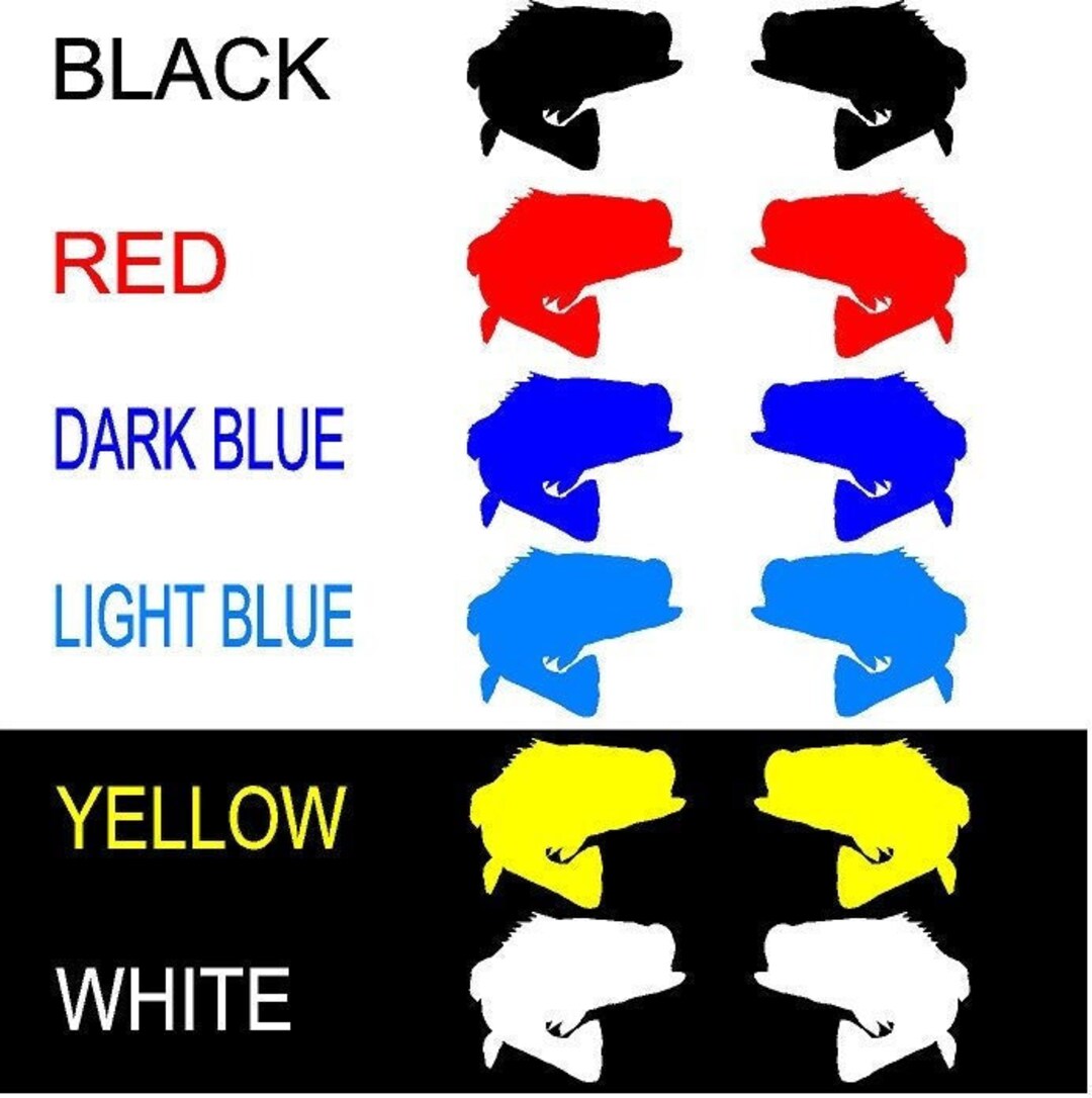 2 Pack Bass Decals, Bass Stickers, Bass Silhouette, Bass Fisherman ...