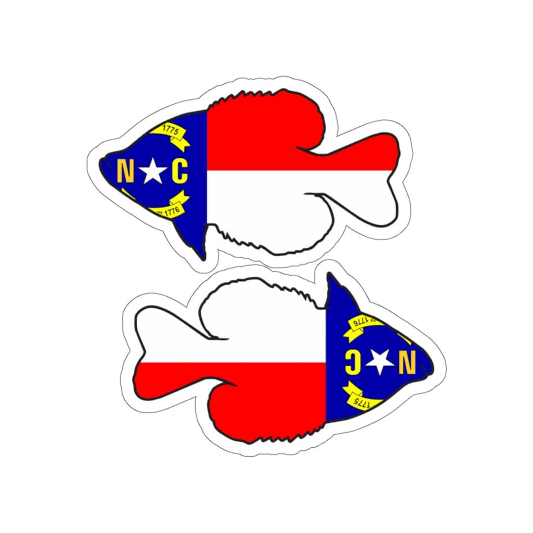 Crappie Fishing Stickers, Crappie Fishing Gifts, North Carolina Flag ...