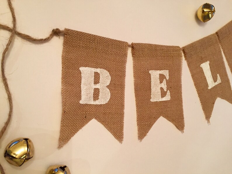 Burlap BELIEVE Banner - Etsy