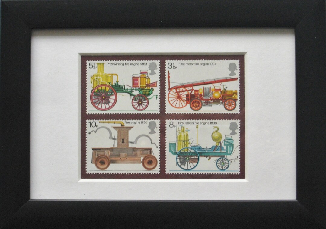 Fire Engine Genuine Mint Framed Stamps From 1974 - Etsy