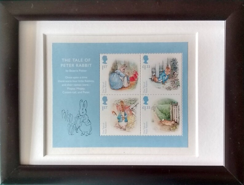 Beatrix Potter, Peter Rabbit Stamps, Mint, Framed for 150th Anniversary ...