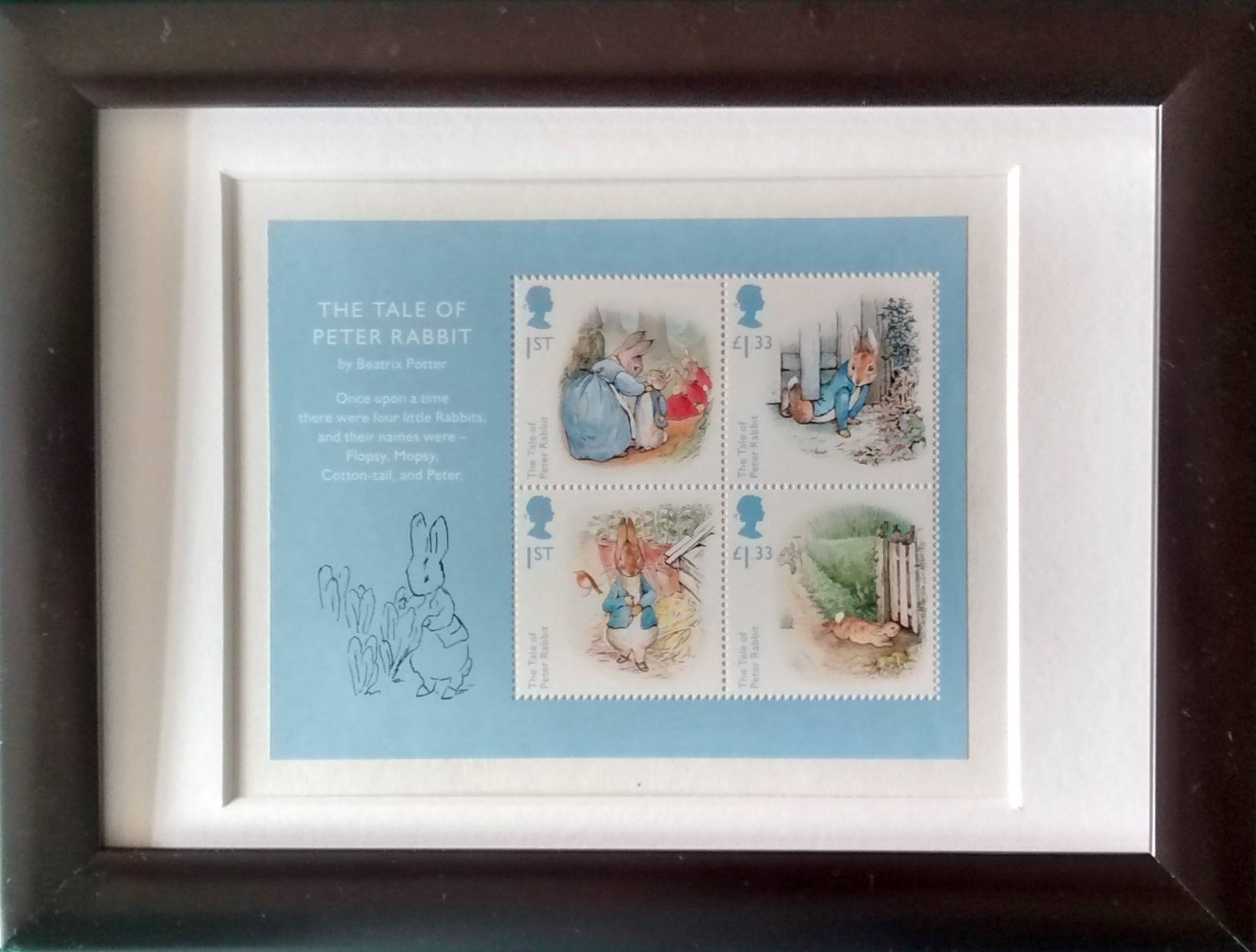 Beatrix Potter, Peter Rabbit Stamps, Mint, Framed for 150th Anniversary ...