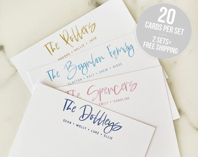 Personalized Stationary Watercolor Font Family Stationery - Family ...