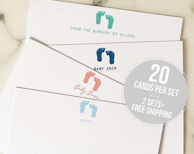 Baby Boy Stationary - Newborn Footprints Personalized Custom Stationery ...
