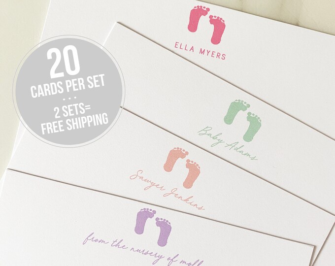 Baby Girl Personalized Stationery - Footprints Newborn Custom ...