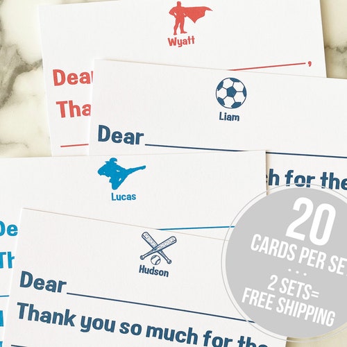 Kids Baseball Stationary Personalized Kids Thank You Cards - Etsy
