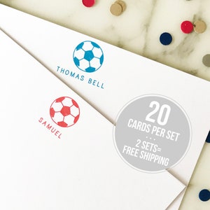 Soccer Stationary - Boys Sports Stationery Set of 20 Flat Note Cards ...