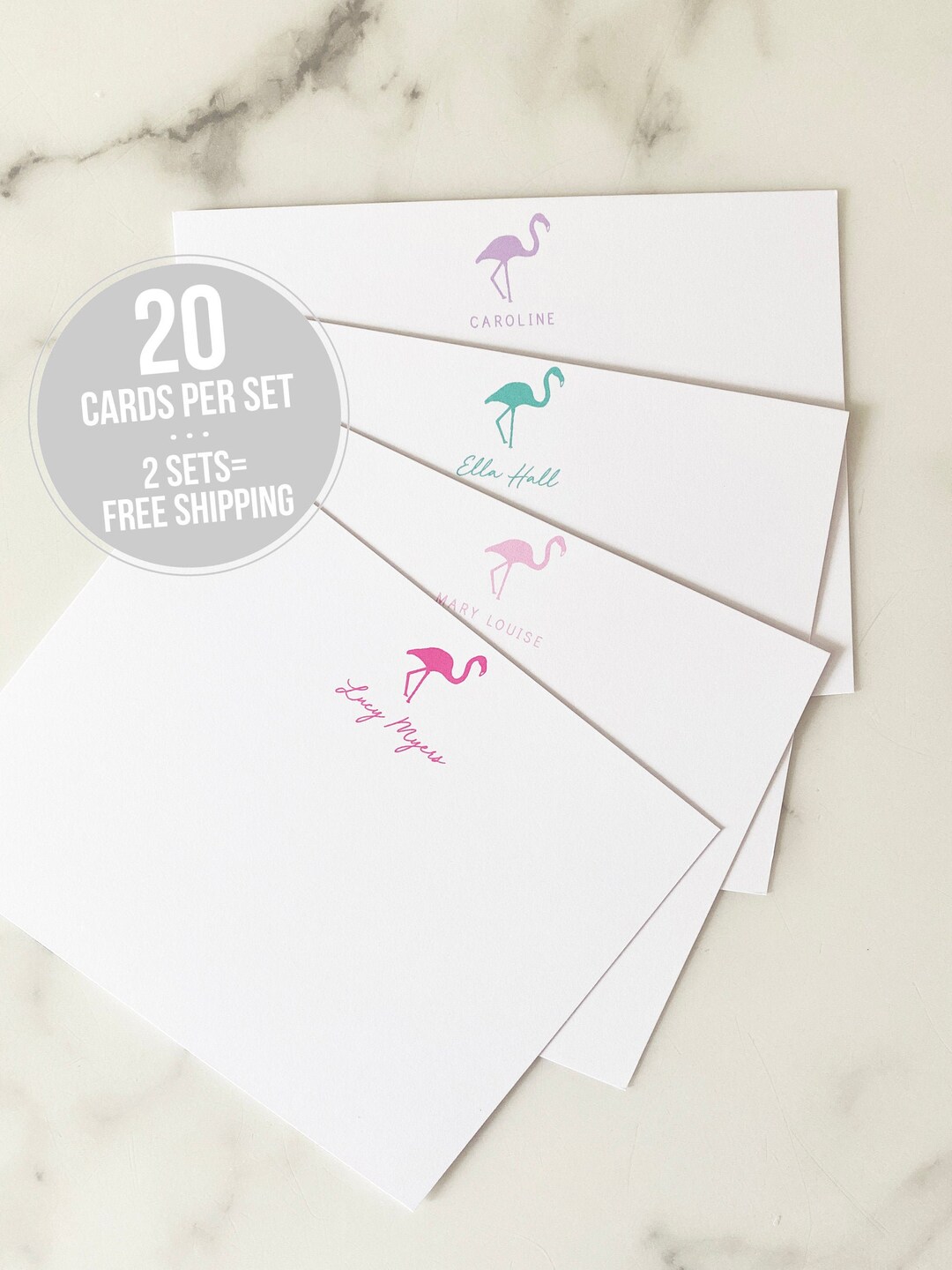 Flamingo Stationary Thank You Notes - Girls Personalized Stationery Set ...