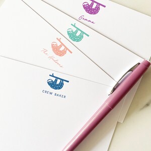 Sloth Personalized Stationary Kids Stationery Set of 20 Flat Thank You ...